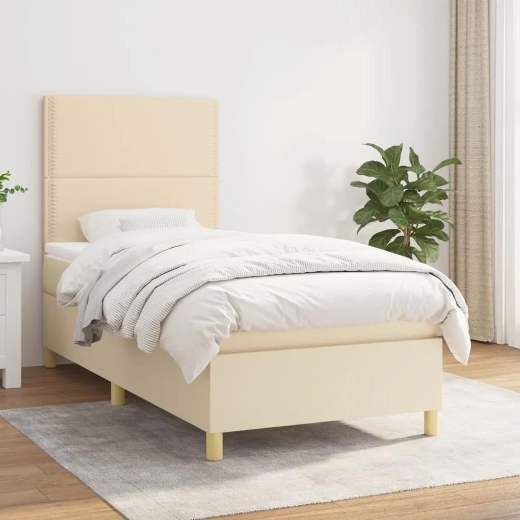 Box spring postel s matrací krémová 90x200 cm textil - Default Title