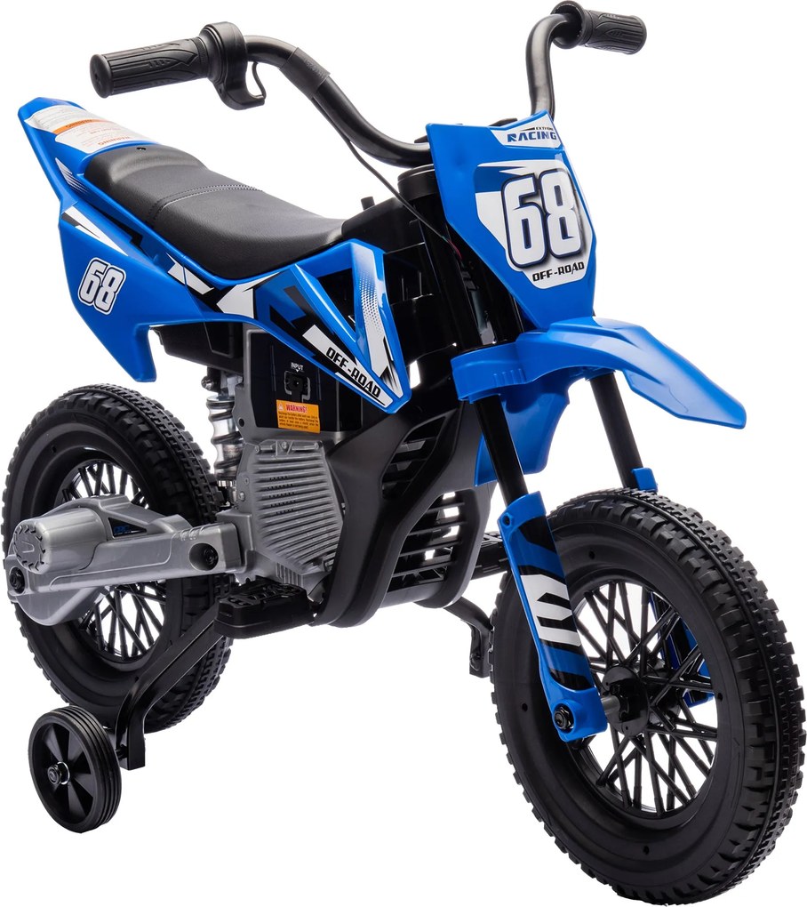 Dětská elektrická motorka AIYAPLAY, 12V dětský bicykl s hudbou, dětské vozidlo s odnímatelnými stabilizátory, 2,4-5 km/h, pro děti od 3 do 6 let, max.