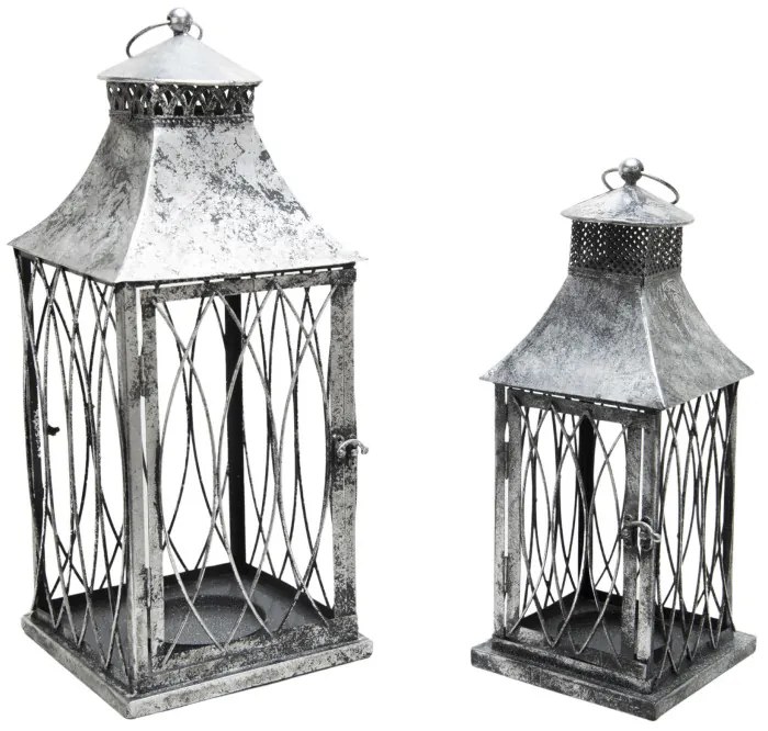 Lucerny kovové šedé sada 2 ks 50 a 40 cm 23LC04185