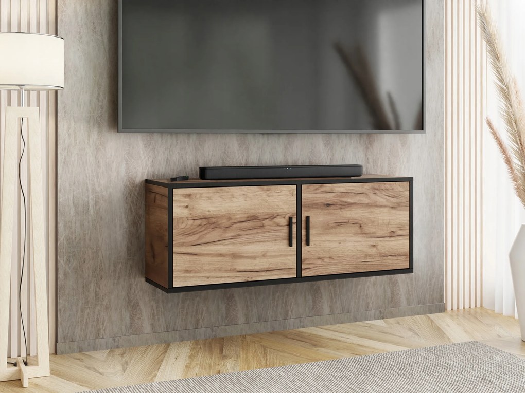 TV skříňka ROJO 2 dub Craft zlatý uzavřená TV skříňka s policí