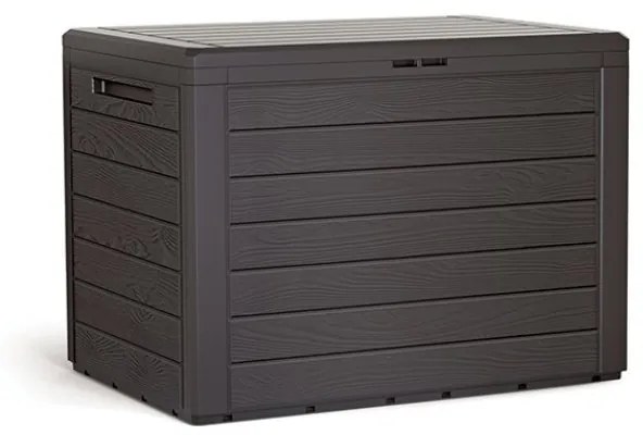 PROSPERPLAST Zahradní úložný box - WOODEBOX Objem: 280 l, Barva: umbra