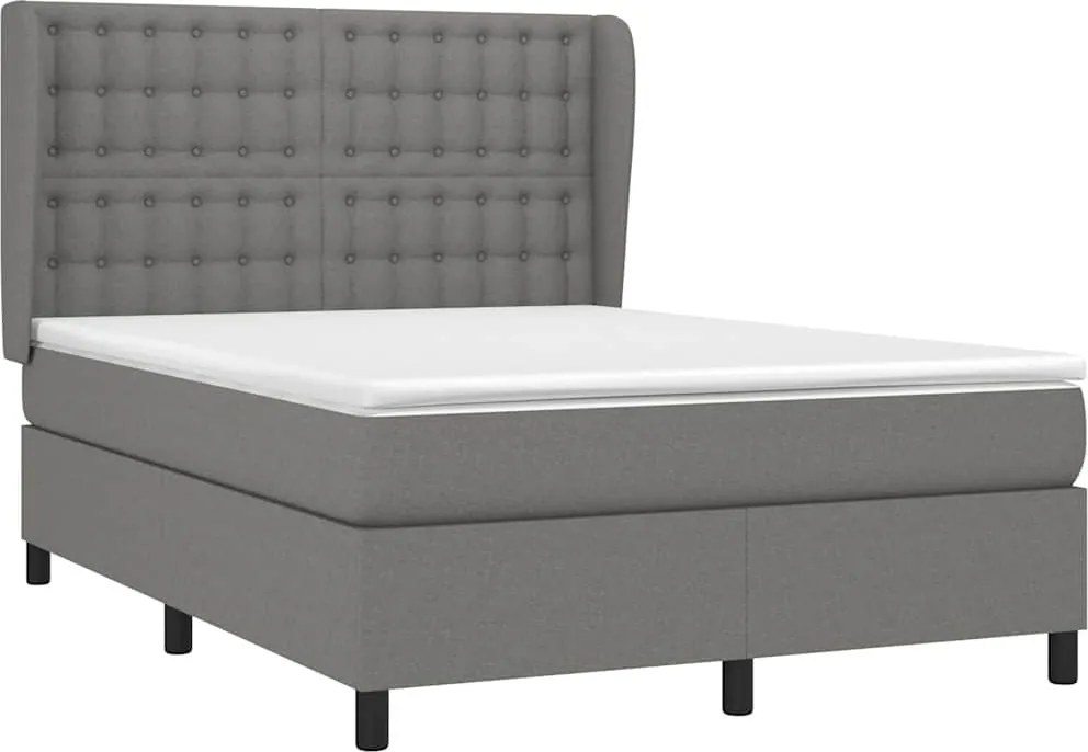 Box spring postel s matrací tmavě šedý 140 x 190 cm textil 3128278