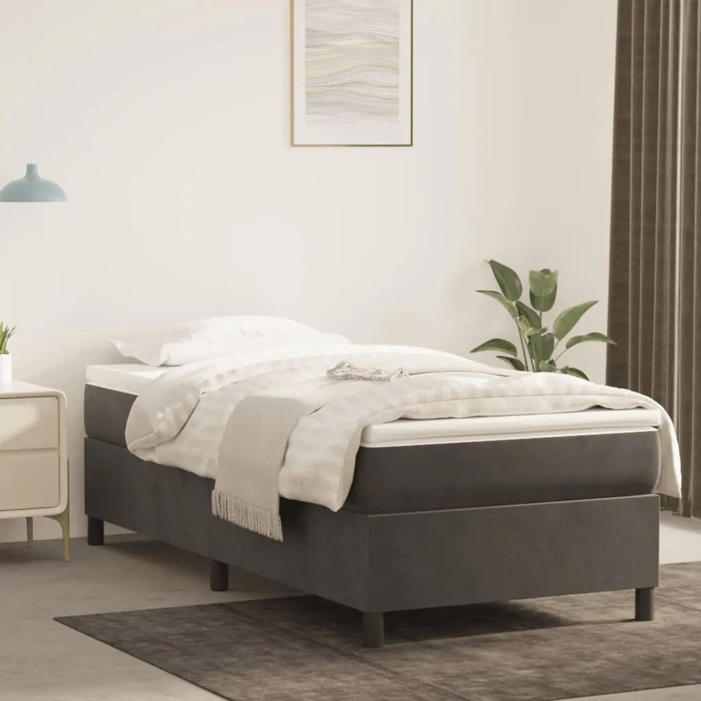 Rám postele s boxspringem tmavě šedý 90 x 200 cm samet 3121097