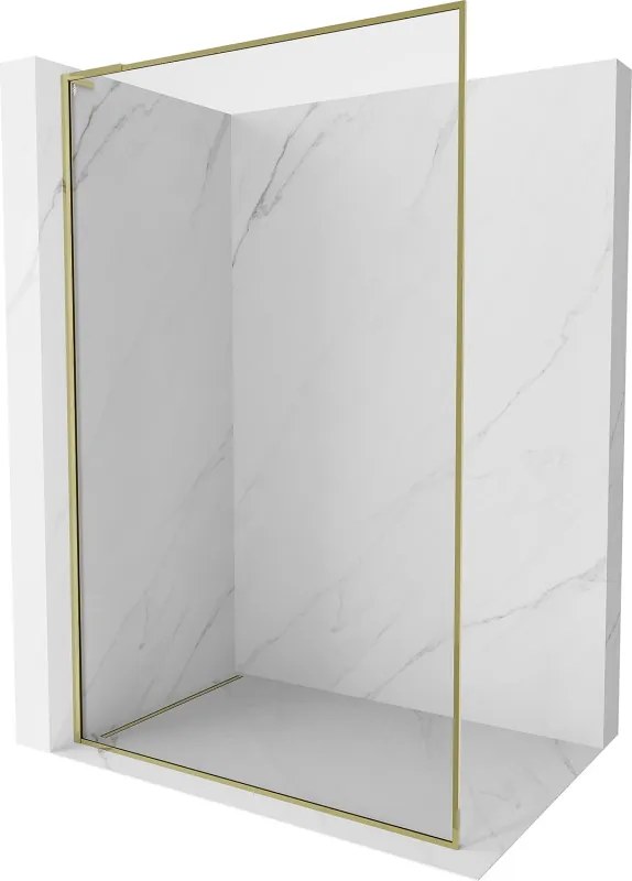Mexen, Mexen Kioto-XF L sprchová stěna s rámem 100 x 202 cm, transparentní 10 mm, zlatá - 800-100-174-50-00-XF
