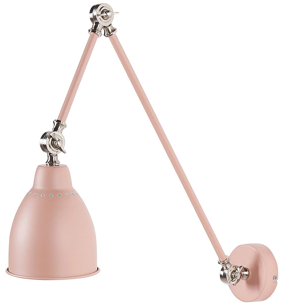 Nástěnná kovová lampa pastelově růžová MISSISSIPPI Beliani