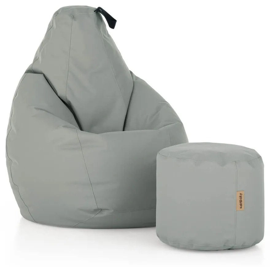 SakyPaky sedací set Hruška s taburetem světle šedá