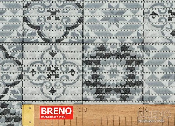 Breno Koupelnová pěnová předložka SOFTY-TEX 79826.1 šedé dlaždice, šíře 65 cm, Šedá