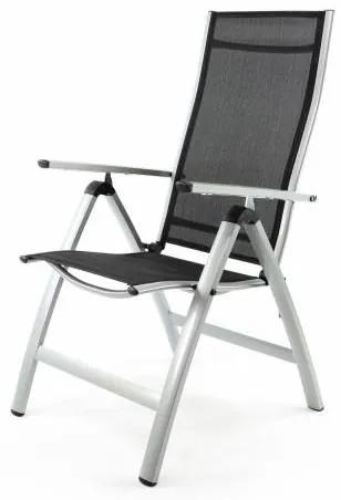 Extra široká zahradní židle polohovatelná - černá