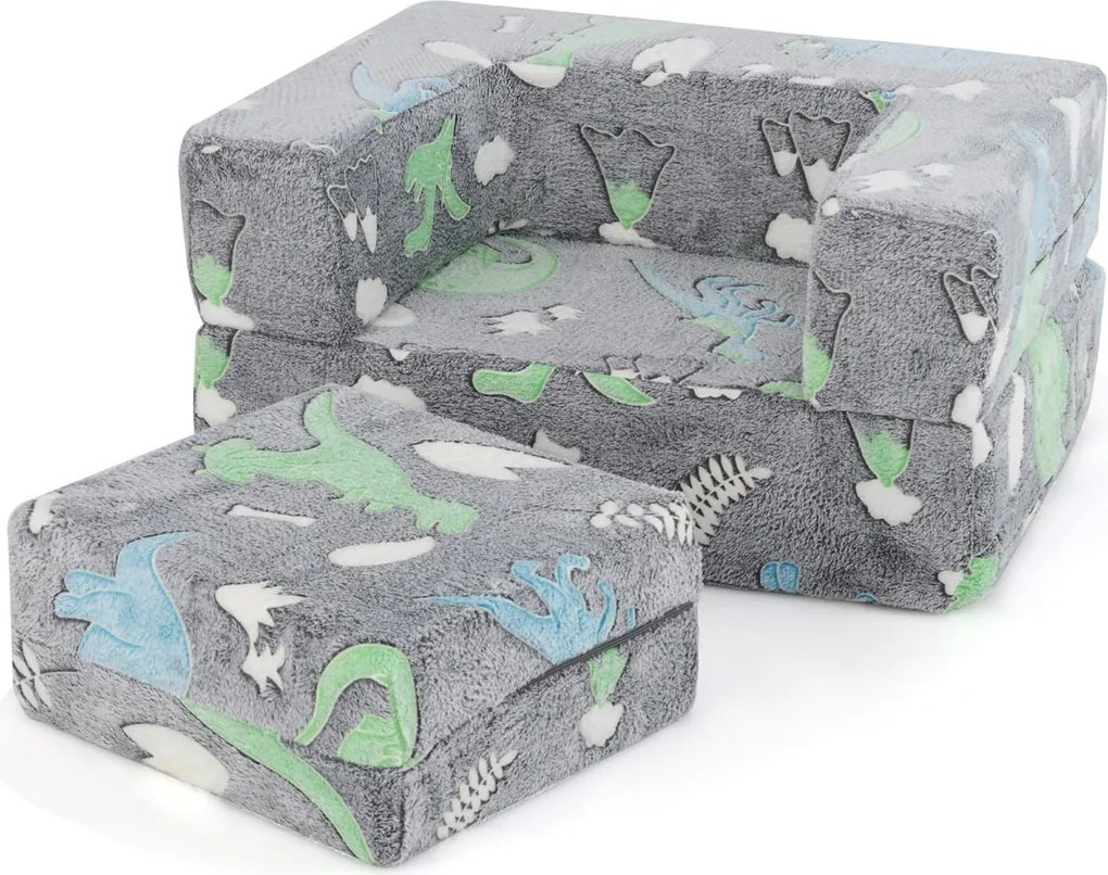 Costway Modular dětská pohovka Glow in Dark Play Sofa Modular Sofa, šedá