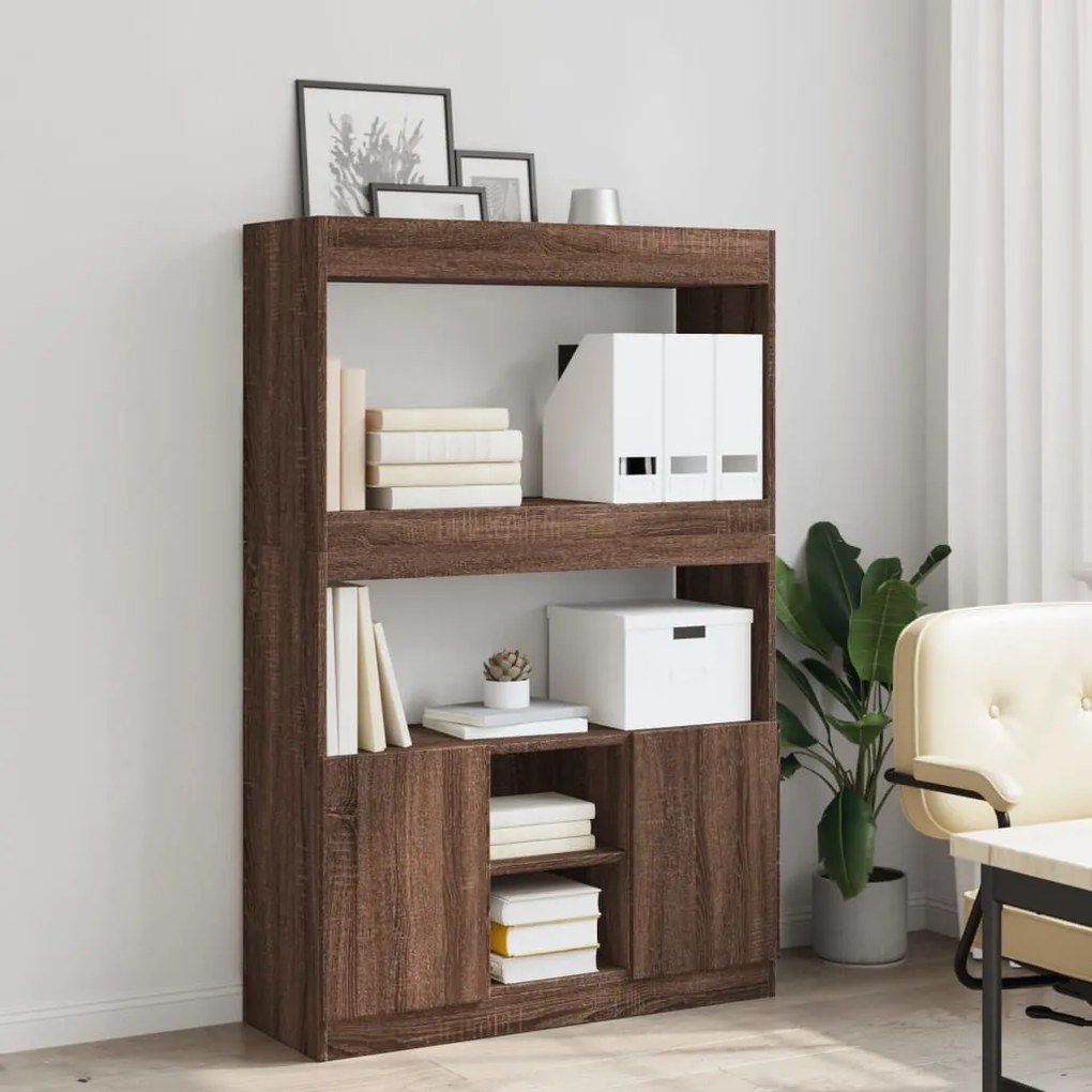 Skříň highboard hnědý dub 92 x 33 x 140 cm kompozitní dřevo 3309615