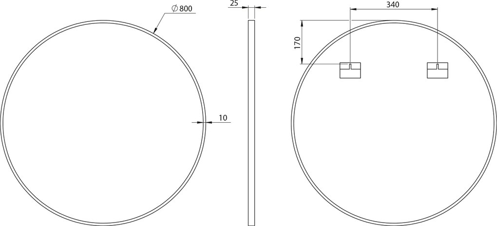 Sapho Sapho, AROWANA kulaté zrcadlo v rámu ø 80cm, černá mat, AWB080