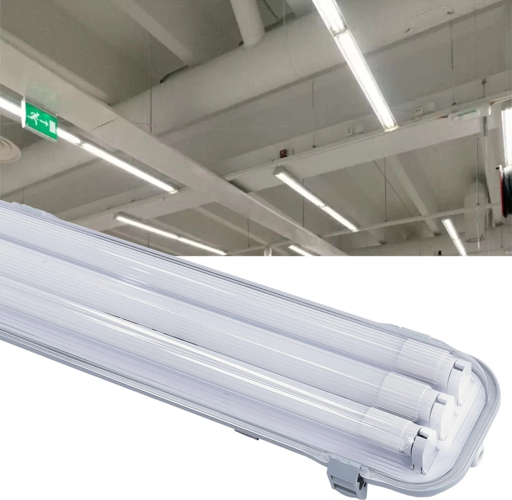 SADA Hermetického LED svítidla 120cm 3xG13 s reflektorem + 18W LED trubice