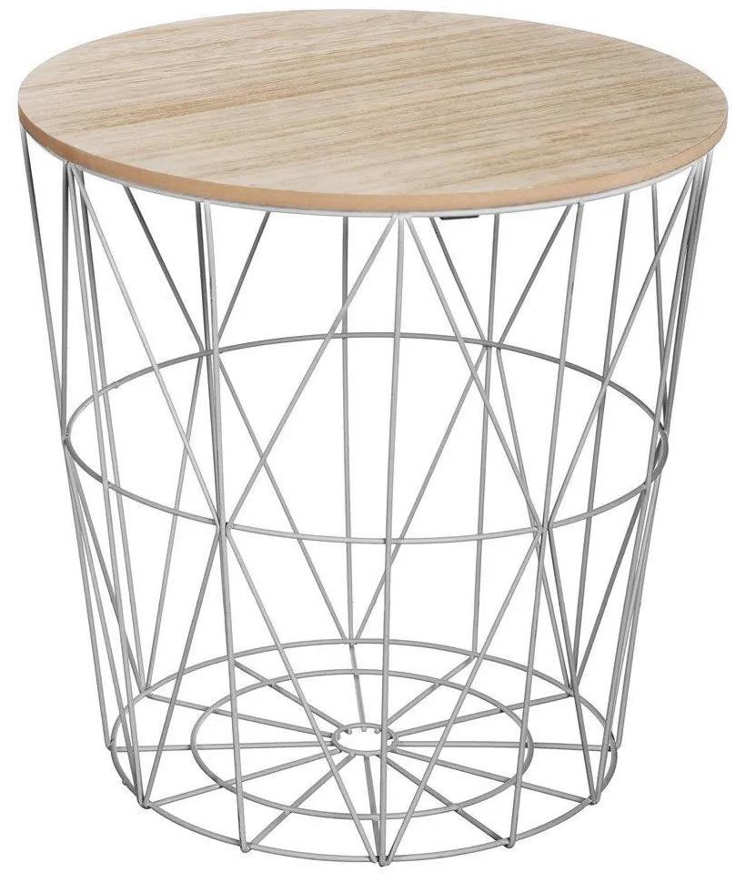 Odkládací stolek, 39,5 x 41 cm, kovový, šedý