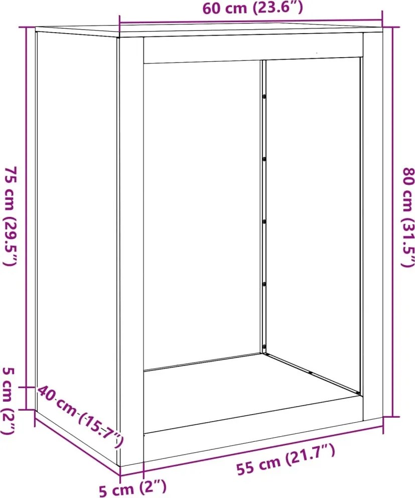 vidaXL Stojan na palivové dřevo antracitový 60 x 40 x 80 cm ocel [851000] Barva: Ocel/Antracitový