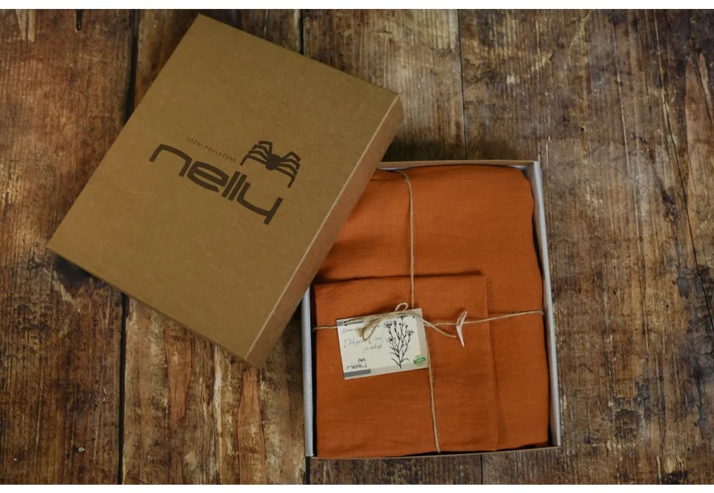 Nelly Lněný povlak na polštář - oranžový Rozměr: 50/50 CM ZIP