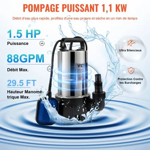 ponorné vodní čerpadlo, 1100 W 20000 L/H, s 10 m