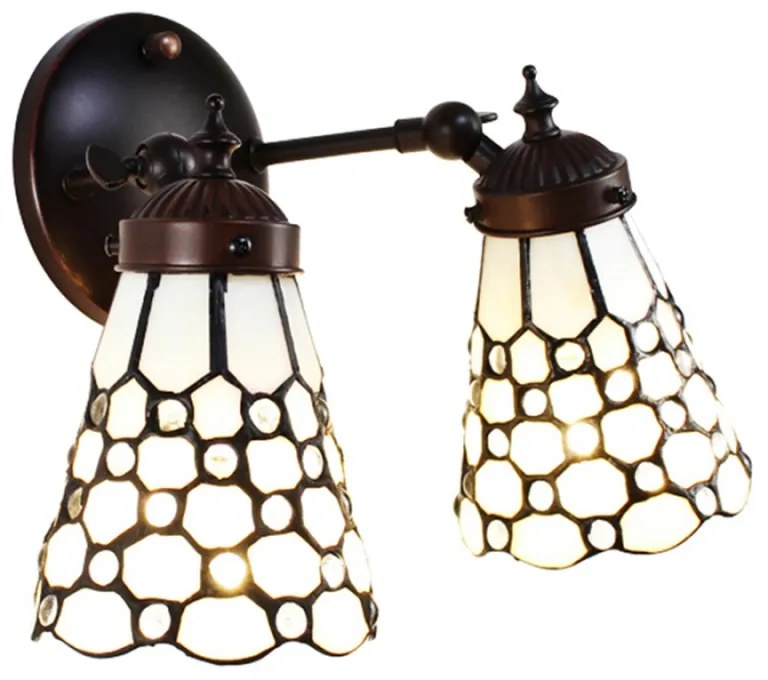 Nástěnná lampa Tiffany s bílými stínidly Diantha – 30x23x23 cm
