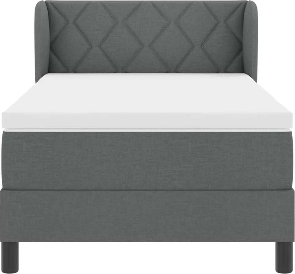 Postel s boxspringem s čelo Tmavě šedá 90 x 190 cm textil 3340060