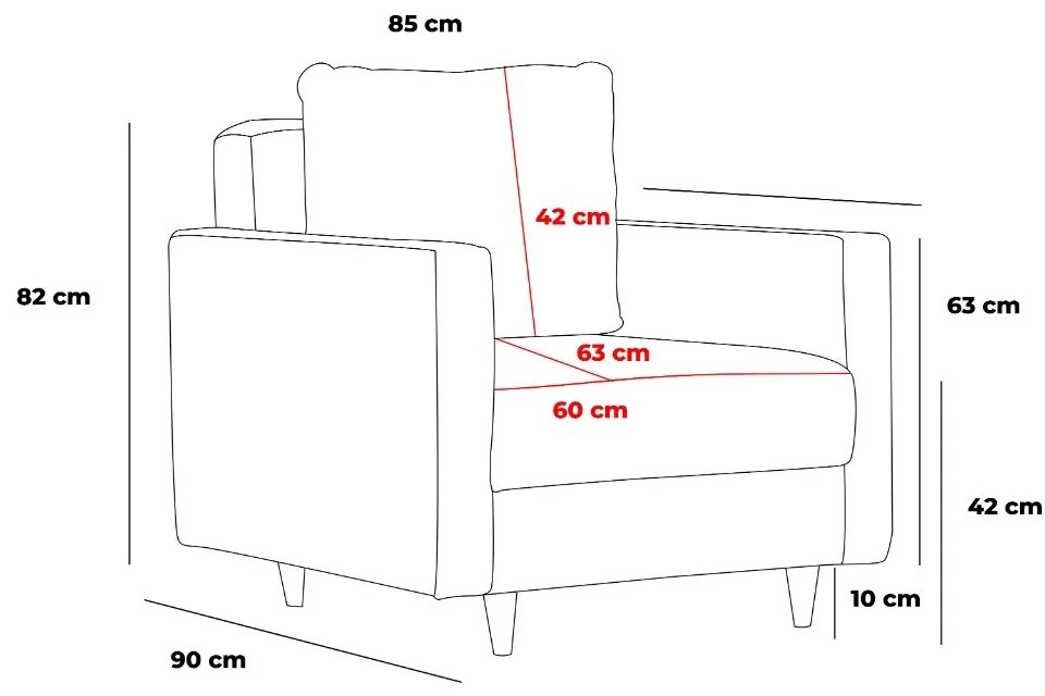 Atelier del Sofa 1-místná pohovka - křeslo Eva - Anthracite, Antracitová