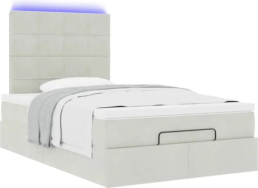 Osmanský rám postele s matracemi světle šedá 120x200cm samet 3314312
