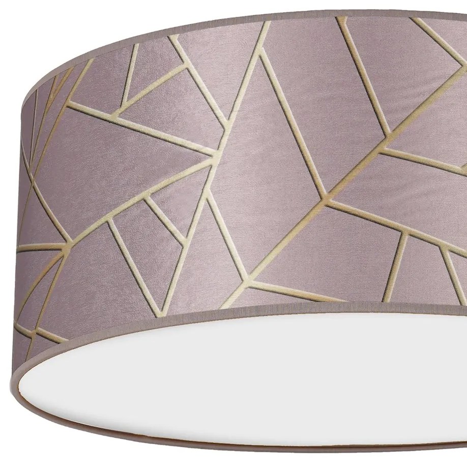 Stropní svítidlo Ziggy Round, 1x růžové/zlaté textilní stínítko, (bílé plexisklo), (fi 40 cm)