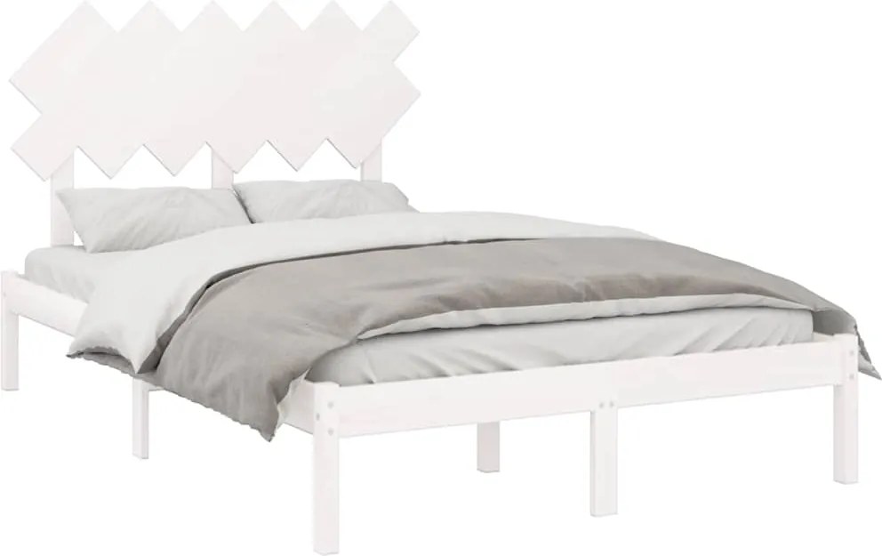 Rám postele bílý 135 x 190 cm Double masivní dřevo 3104844