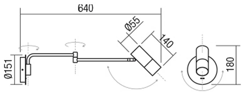 Redo 01-2368 nástěnná lampa Pivot bílá, GU10, 64cm