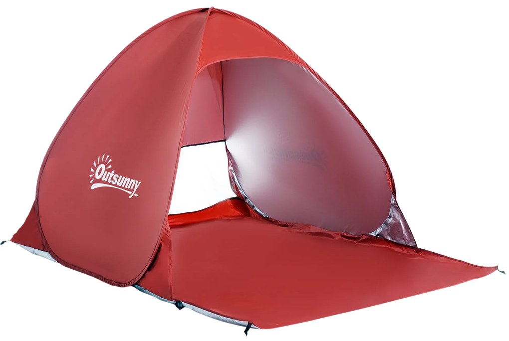 Outsunny beach shell pop up stan 200x150x119cm rychlé automatické stavění z polyesteru v červené barvě pro pláž a kempování | Aosom.de