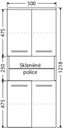 Intedoor střední skříň,4 dveře, UNI SS 122/50 4D OP Varianta: A4376 Beton Factory 01