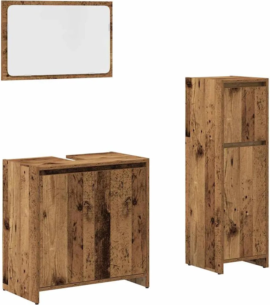 3dílná koupelnová sestava old wood kompozitní dřevo 3328563