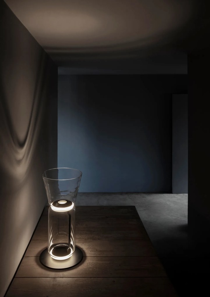 Flos Noctambule F1 High Cylinders Cone Small Base, stojací lampa ze skla se stmívačem, 2x9W + 1x18W LED 2700K, výška 91cm