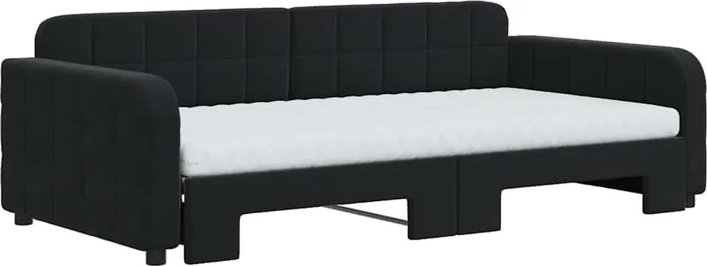 Válenda s přistýlkou a matracemi černá 100 x 200 cm samet 3196964