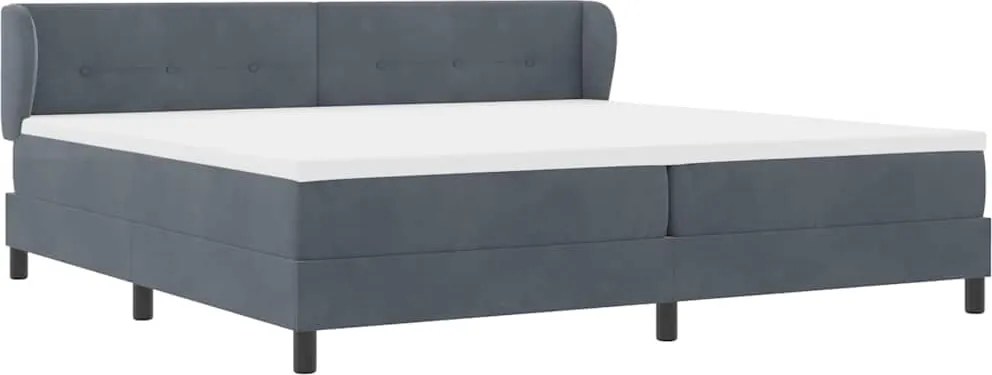 Postel s boxspringem s čelo Tmavě šedá 200 x 200 cm samet 3340407