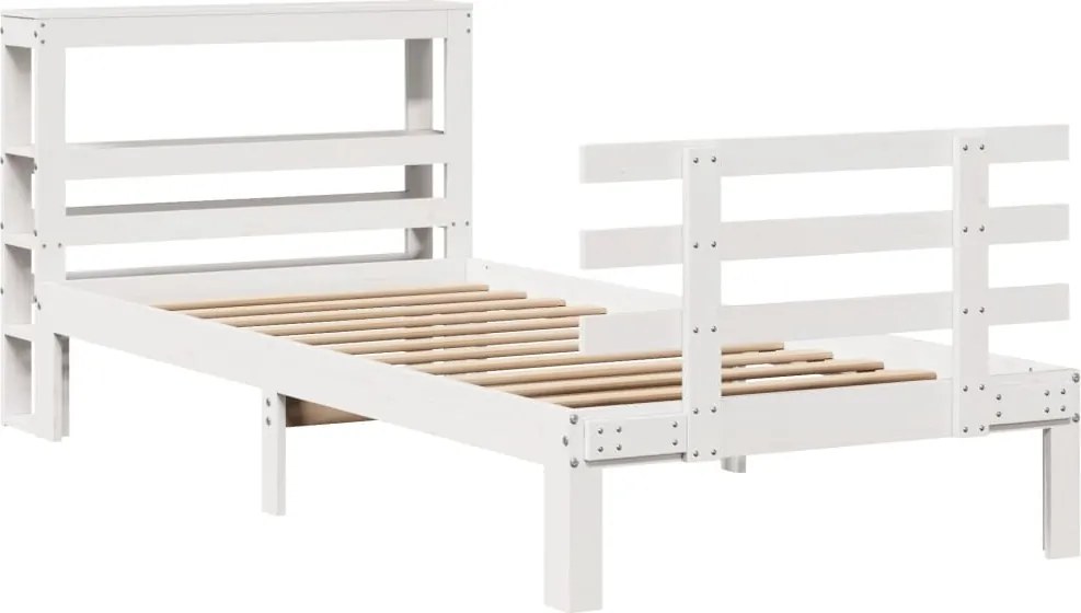 Rám postele s čelem bílý 75 x 190 cm masivní borovice 3306097