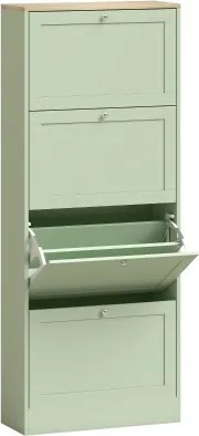 HOMCOM botník na 24 párů, botník se 4 sklápěcími zásuvkami, nastavitelné police, 60x23,5x153 cm, zelená