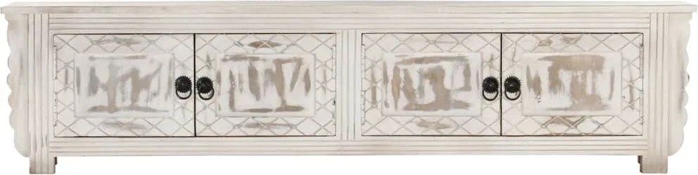 TV stolek bílý 140 x 30 x 35 cm masivní mangovníkové dřevo 286388