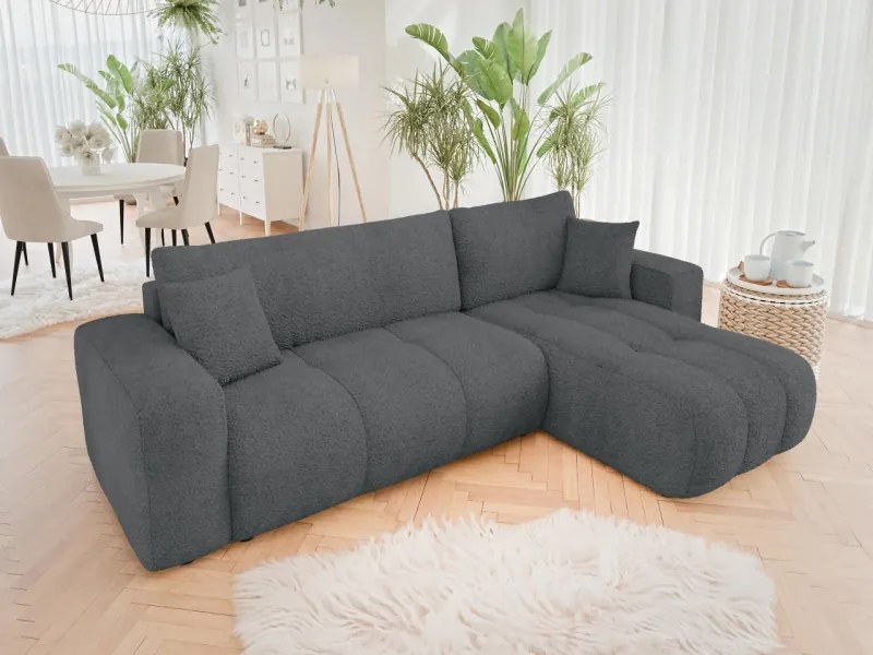 Rohová rozkládací sedačka Larow Boucle, Potah: Coral 55