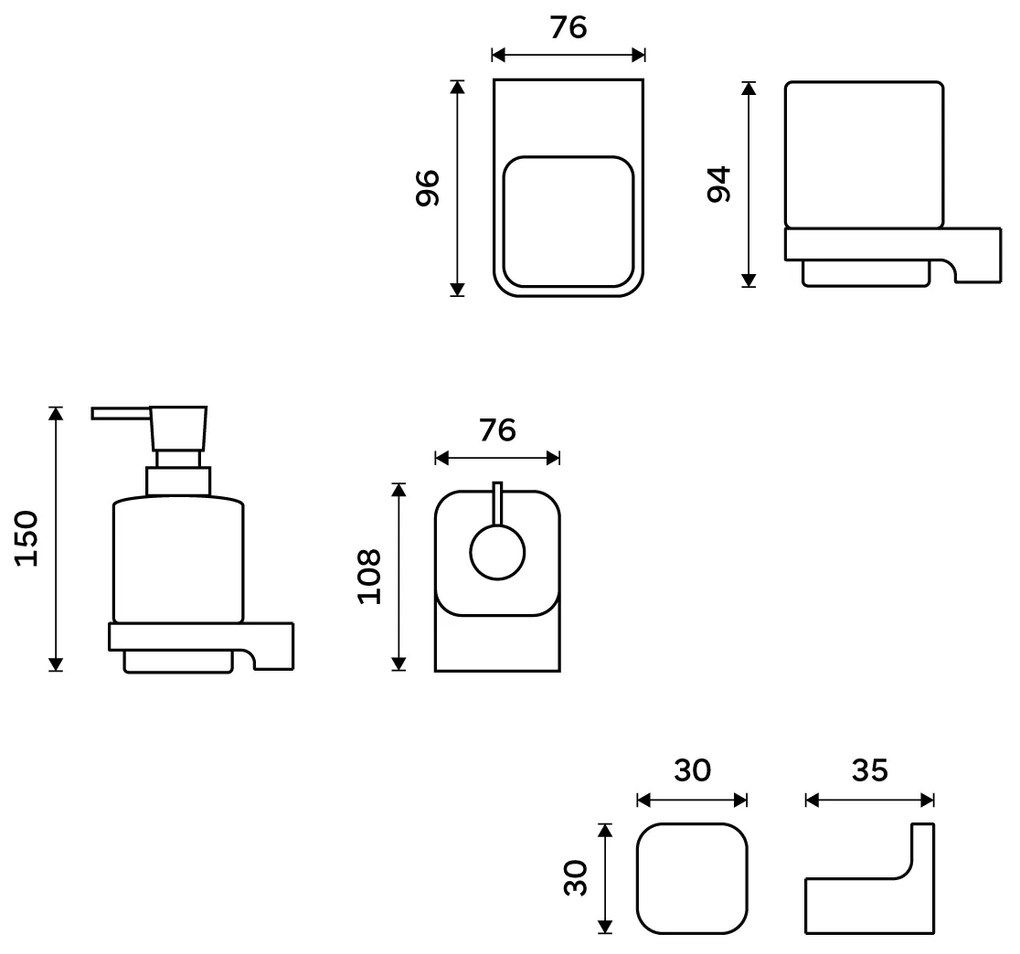 Nimco Sada koupelnových doplňků MAYA černá - MAC set-31K-T-90