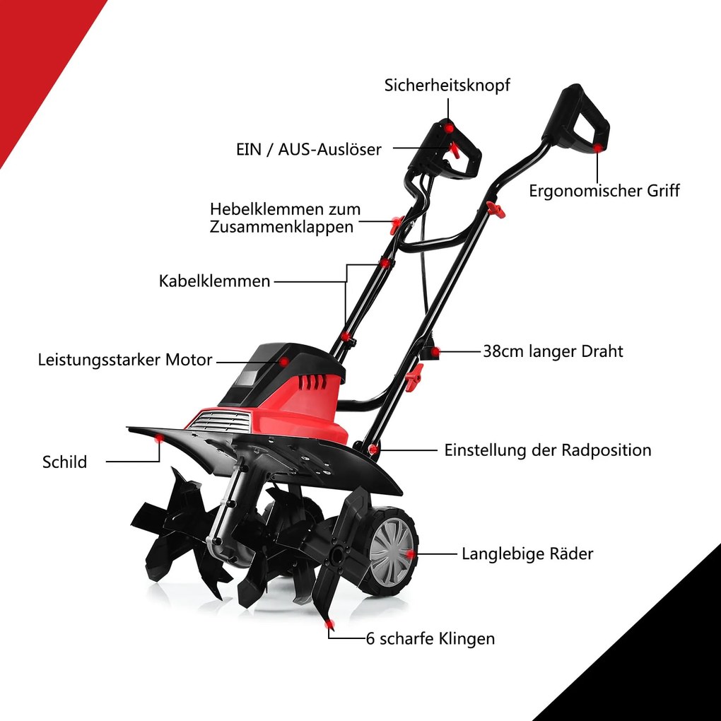 Costway Elektrický kultivátor a kultivátor mini kultivátor elektrický kultivátor