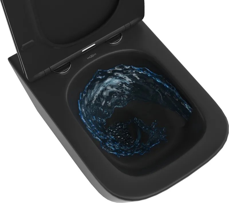 Mexen Teo, závěsná WC mísa 510x345x340 mm, Rimless Tornádo, černá matná, 3385XX85T