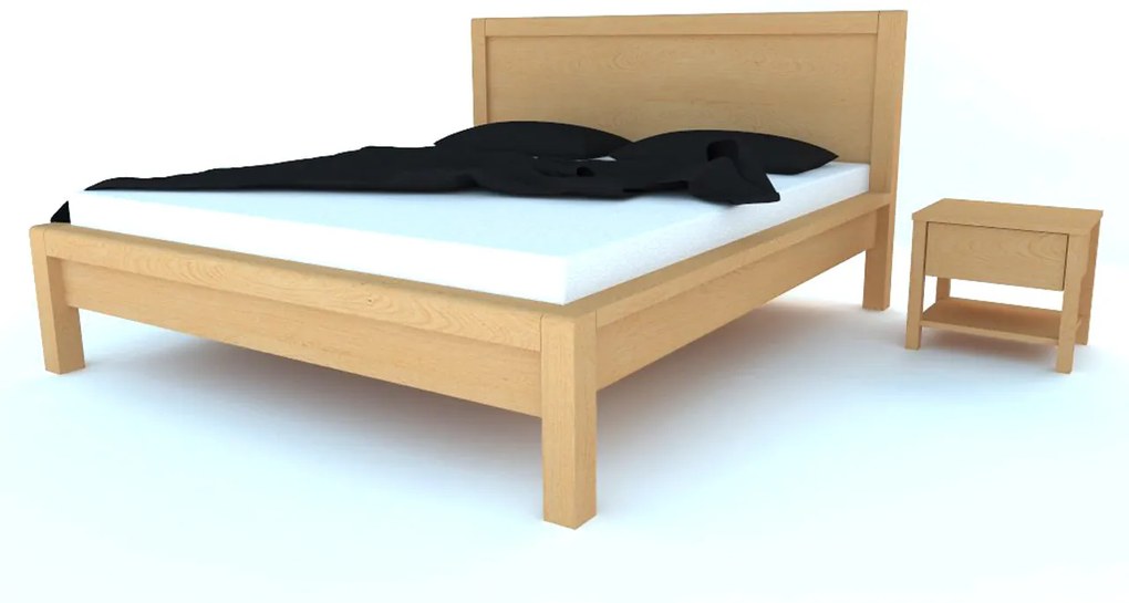 Postel Postelia STONE Buk 140x200 - Dřevěná postel z masivu, bukové dvoulůžko o šíři masivu 8 cm