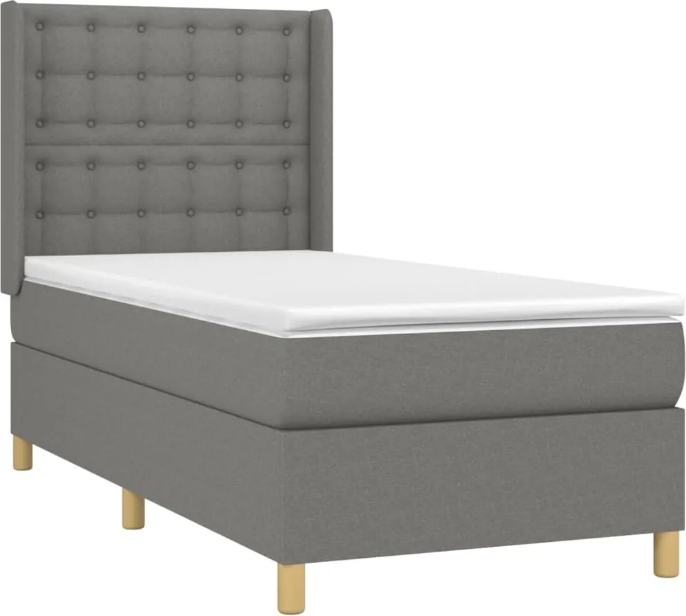 Box spring postel s matrací a LED tmavě šedá 80 x 200 cm textil 3139150