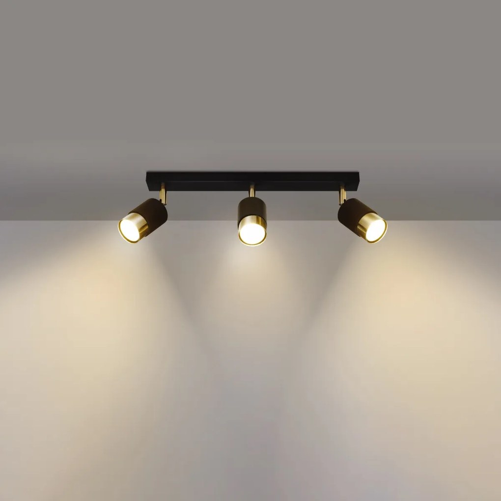 Sollux Lighting Stropní svítidlo NERO 3 černé/zlaté