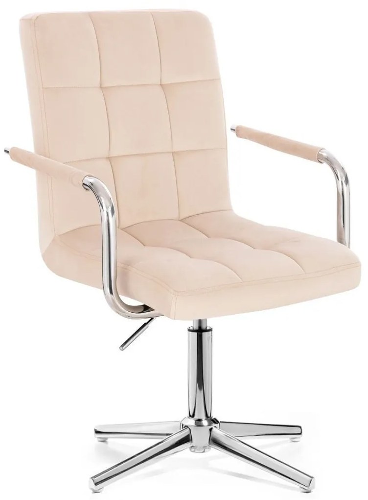 LuxuryForm DESIGN Otočná židle VERONA VELUR na stříbrném kříži - krémová