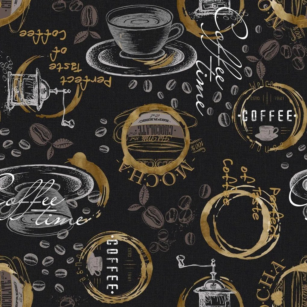 Forbyt Ubrus s nešpinivou úpravou, Perfect Coffee, černý Ubrusy: 75 x 75 cm