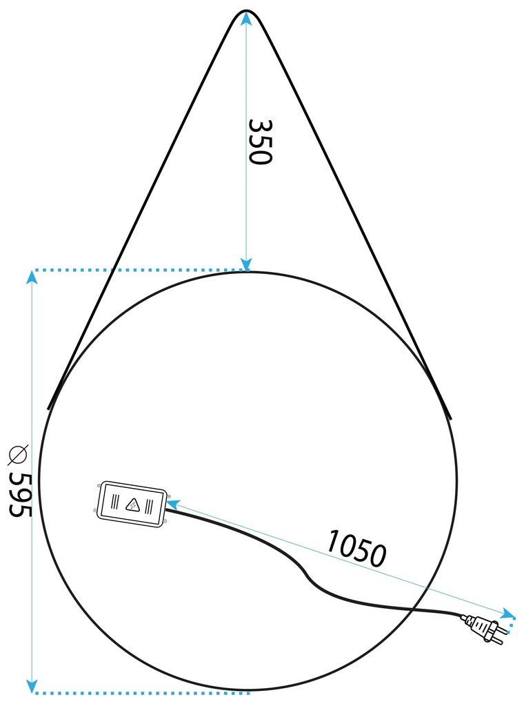 Tutumi Tutumi, LED zrcadlo 60cm se zlatým rámem na černém pásu YH-3339, zlatá matná, HOM-01504