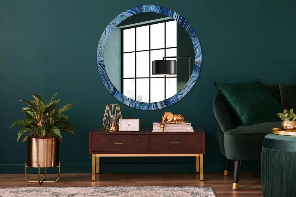 Kulaté dekorativní zrcadlo Modrý mramor fi 100 cm