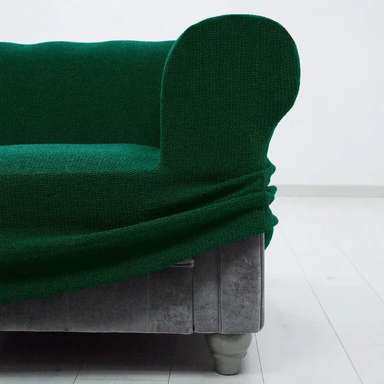 Super strečové potahy HARMONIA zelená křeslo (š. 70 - 110 cm)