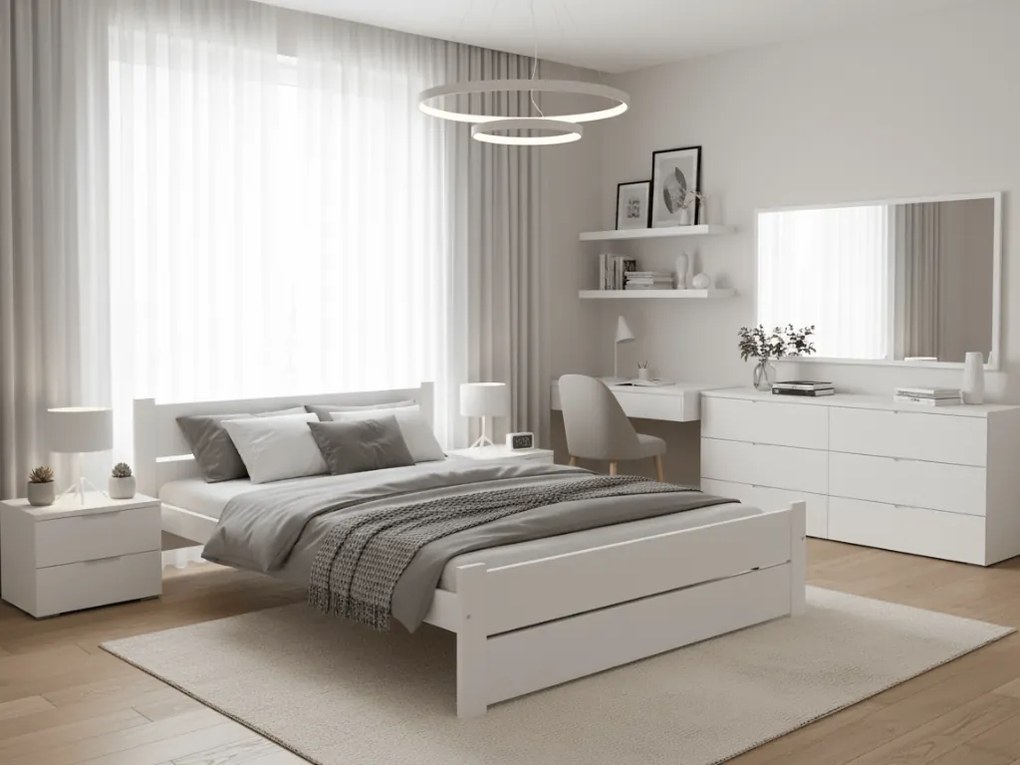 Postel IKAROS DOUBLE 140 x 200 cm, bílá Matrace: Bez matrace, Rošt: S lamelovým roštem