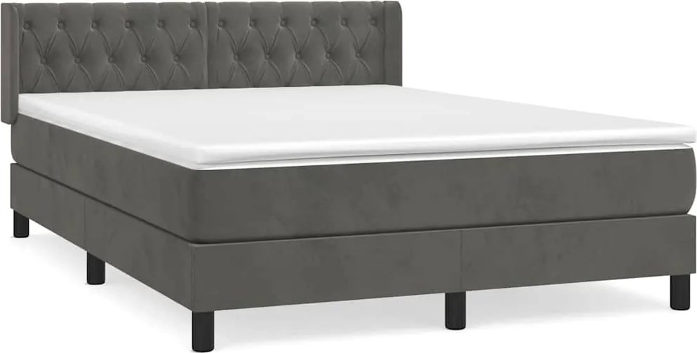 Box spring postel s matrací tmavě šedá 140x200 cm samet 3131142